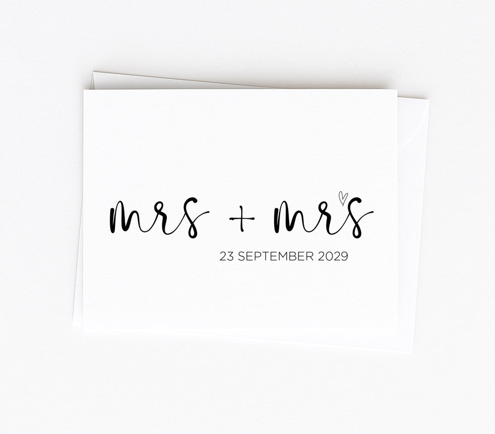 Mrs and Mrs Wedding Congratulations Card with Date Added – Coco Press ...